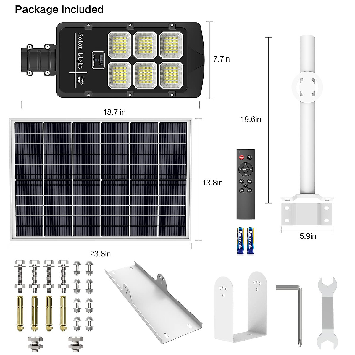 TENKOO 300W Solar Flood Street Light Outdoor, Motion Sensor Dusk to Dawn IP66 Waterproof Commercial Led Security Lights for Parking Lot Stadium Garden Pathway Garage (Bright White)