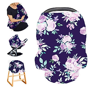 Violet Flower Baby Car Seat Cover and Swaddle Cocoon