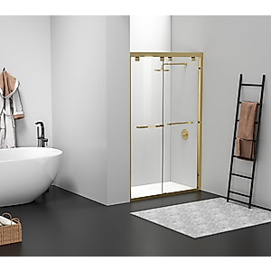 Elegant Kitchen and Bath SD303-4876BGD Semi-Frameless Shower Door 48 x 76 Brushed Gold