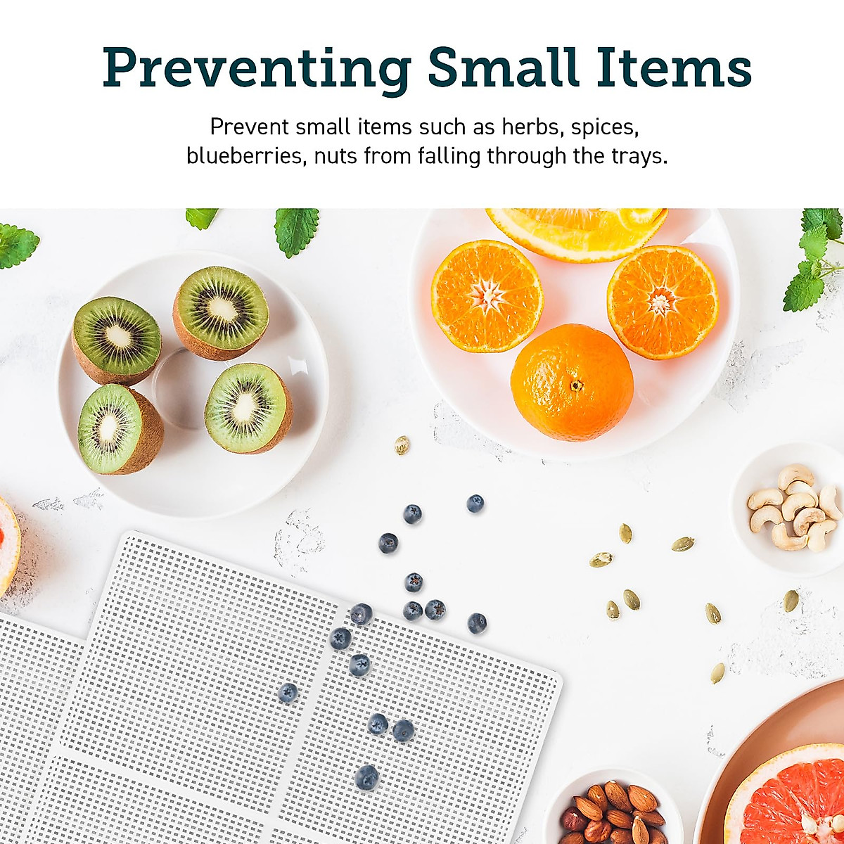 COSORI Food Dehydrator Accessories, Plastic Mesh Screens for 5 Trays CFD-P501-SUS and Other Models, BPA-Free, CRP-P501MS-WUS, 2 Pack