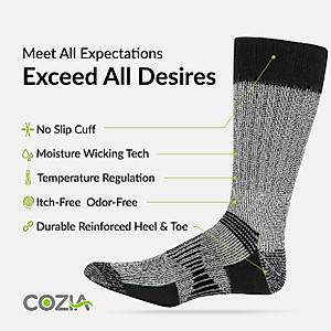 COZIA Merino Wool Socks for Men and Women Warm thermal Boot Hiking Socks 3 Pairs ML