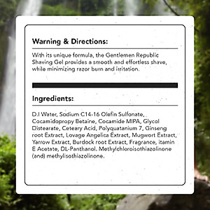 Gentlemen Republic 8oz Shaving Gel - 100% Alcohol-Free, Lather and Dye-Free Formula with Maximum Glide for Comfort, Made in the USA