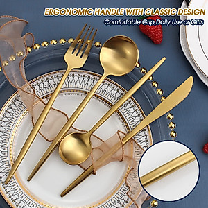 Matte Gold Silverware Set,BEGEEL 20-Piece Stainless Steel Flatware Set for 4, Satin Finish Tableware Cutlery Set,Premium Utensil Set,Utensil Sets for Kitchen Home and Restaurant,Dishwasher Safe