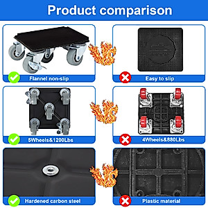 WEPUMP Heavy Duty Furniture Lifter Set - Furniture Dolly 5 Moving Wheels, 1200 Lbs Capacity 360° Rotation Wheels and Double Bearing Roller for Mute Smooth Operation, Suitable for Sofa, Cabinet, etc