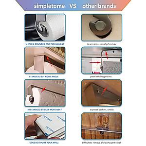 simpletome Kitchen Paper Towels Holder Under Cabinet Adhesive or Drilling Installation Brushed SUS304 Stainless Steel (Silver)