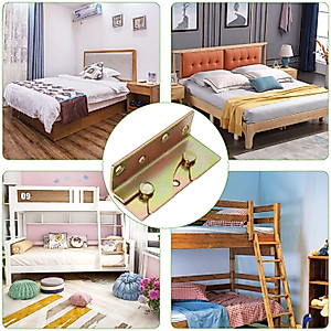 4 Sets Bed Rail Fittings No-Mortise Bed Rail Brackets Heavy Duty Bed Frame Hardware Rust Proof Bed Frame Connectors with Screws for Headboards, Footboards Hold