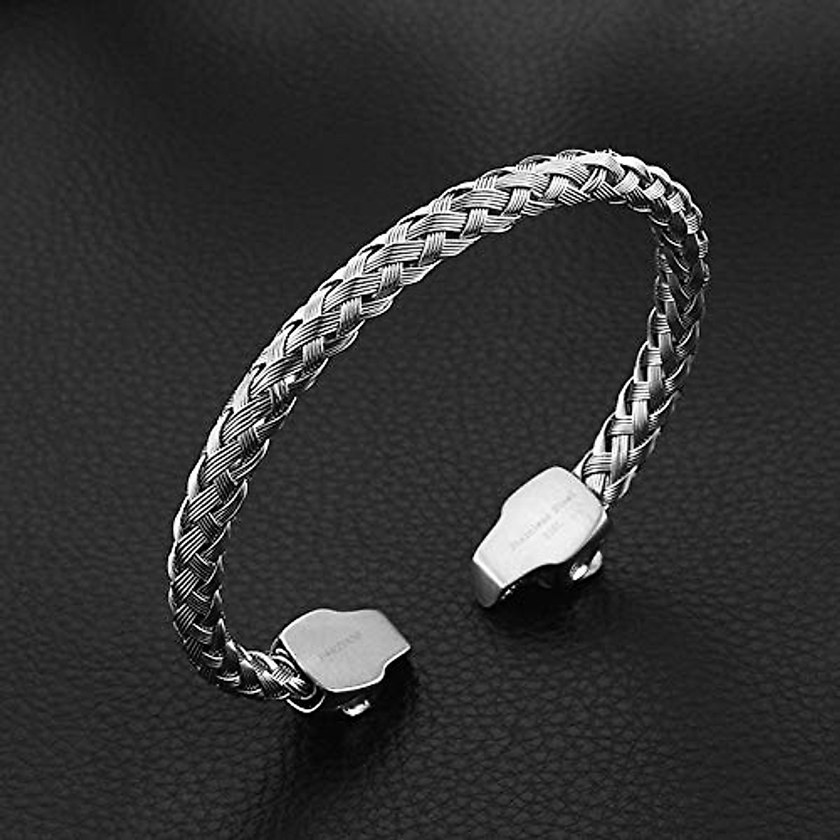 Forziani TENACITY Double Skull Steel Cuff Bracelet for Men - Adjustable Size - Men's Open Cuff Bangle Bracelet in Stainless Steel - One Size Fits All