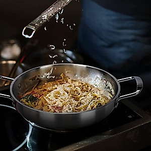 Luxshiny Cast Iron Skillet Stainless Steel Pot, Korean Ramen Pot Seafood Pan Pot with Double Handle for Home Kitchen (24CM) Mixed Rice Pot