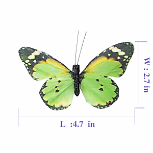 Berfutall- Feather Butterfly Decorations Set of 12 with Wire Butterflies for Crafts Decorative Monarch Butterfly 4.7×2.7in Home Garden Decoration