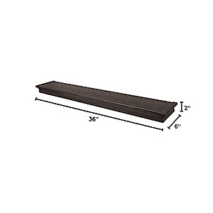 HIGH & MIGHTY 515618 Decorative 36" Floating Shelf Holds up to 25lbs, Easy Tool-Free Dry Wall Installation, Beveled, Retail Packaging, Espresso