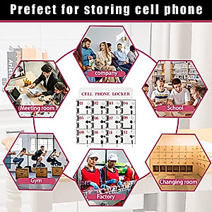 Clear Cell Phone Locker Box with Keys 12 Slots Acrylic Cell Phones Storage Cabinet Wall Mounted Clear Phone Lock Box Classroom Phone Organizer for Pocket Cellphone Holder School Office Classroom