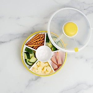 GoBe Kids Snack Spinner Bundle with Hand Strap and Sticker Sheet - Reusable Snack Container with 5 Compartment Dispenser and Lid | BPA and PVC Free | Dishwasher Safe | No Spill, Leakproof