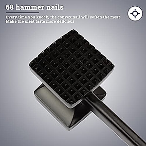 Sihuuu Meat Tenderizer Hammer Dual Sided Meat Mallet with Non-Slip Grip Heavy Duty Metal Meat Pounder Tool for Tenderizing Chicken, Beef, Poultry, Steak