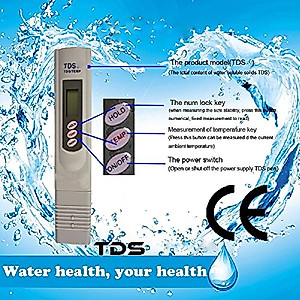 TDS meter digital water tester 3-Button Digital TDS Water Quality TDS Tester, 0-9990 ppm Measurement Range, 1 ppm Resolution, with Temperature Calibration
