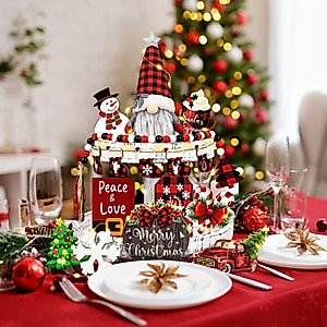 13 Pc Christmas Gnome Plush Tiered Tray Decor Set - Holiday Table Decorations for Home Kitchen Party