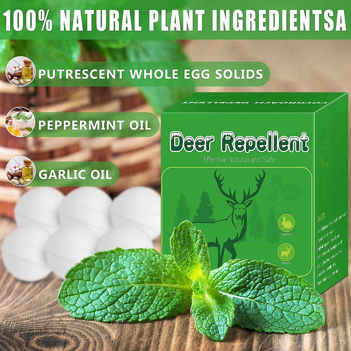 24 Pack Deer Repellent, Rabbit Repellent, Deer Deterrent, Powerful Deer Repellent for Yard, Keep Deer Out from Fence Plant Trees Garden Home