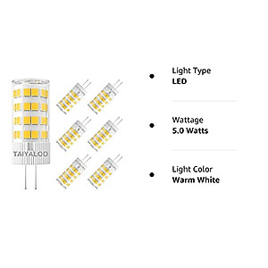G4 LED Bulb 12V AC/DC 5W Equivalent to 40W Halogen Bulb, T3 JC Type Bi-Pin Base, Warm White 2700K G4 Bulb for Outdoor Landscape Lighting Deck Stair Step Path Paver Lights, Home Lighting, (6 Pack)