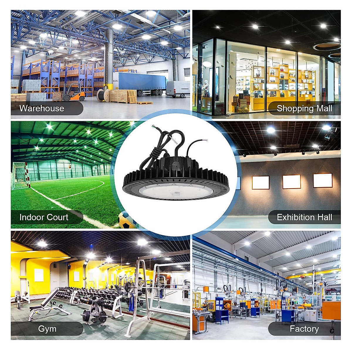 OPENLUX 150W UFO LED High Bay Light 21750LM 0-10V Dimmable High Bay LED Shop Lights UL DLC Approved Warehouse Light 5000k Daylight