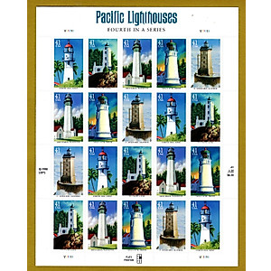 Pacific Lighthouses Sheet of 20 41 Cent Stamps Scott 4146-4150