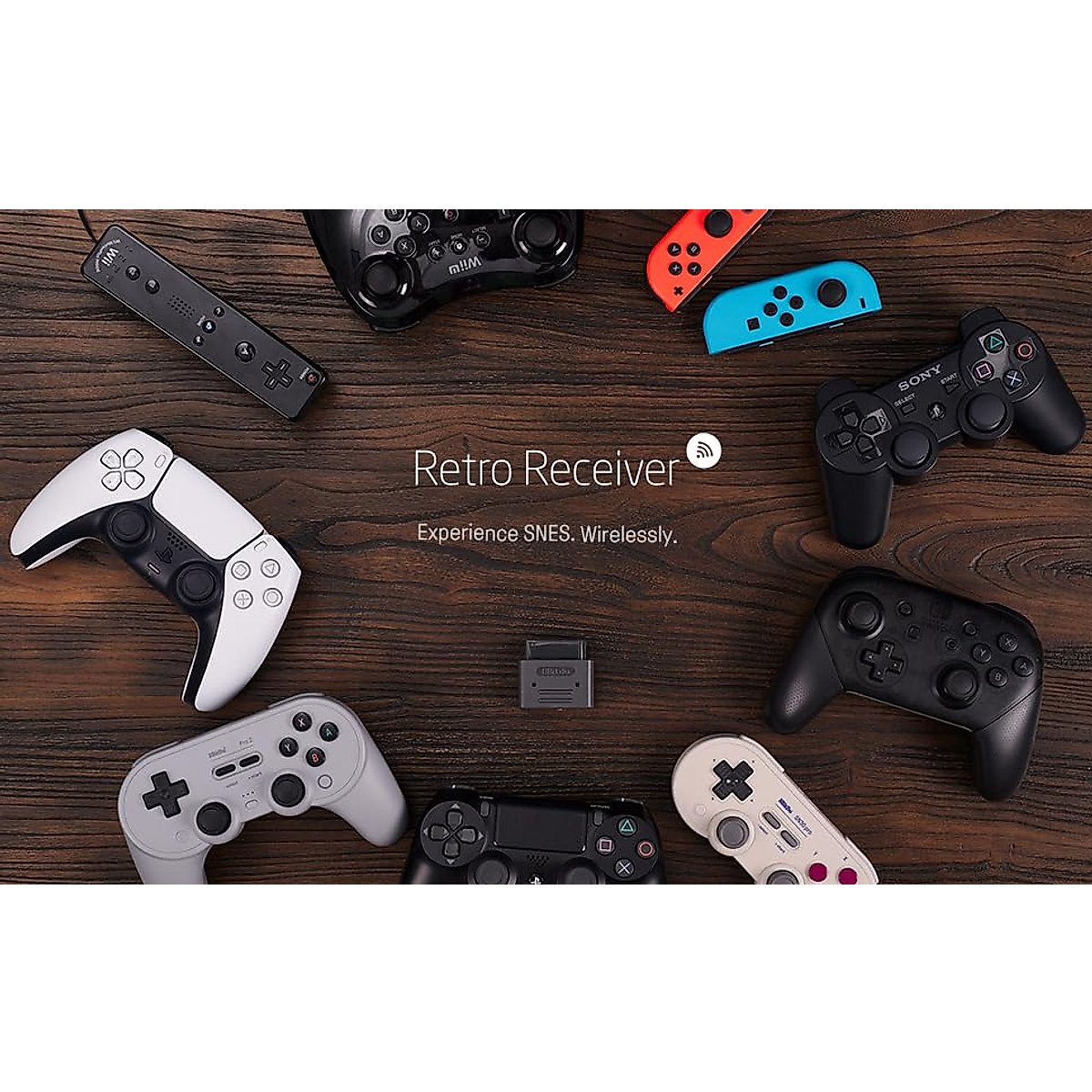 8BitDo SNES SFC Wireless Bluetooth Retro Receiver Adapter Compatible with DualShock 3, DualShock 4, Wiimote, Wii U Pro, Switch Joy-Cons, Switch Pro Bluetooth Controllers