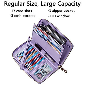 Chelmon Womens Wallet Leather RFID Blocking Purse Credit Card Clutch(CH Light Purple)