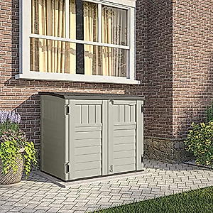 Suncast BMS2500 53 x 31.5 x 45.5 Horizontal 34 Cubic feet Resin Outdoor Storage Shed with Floor for Backyard, Garage, or Patio in Ivory (2 Pack)