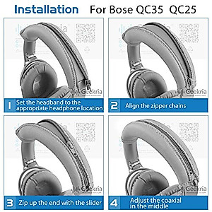 Geekria Headband Cover Compatible with Bose QuietComfort QC35 II Gaming, QC35, QC45 Headphones/Headband Protector/Headband Cushion/Easy DIY Installation No Tool Needed (Silver)