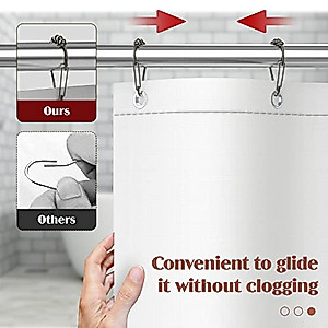 Lewondr Shower Curtain Hooks, Decorative Glide Rings Hooks Shower Curtain Rings for Bathroom Shower Hanging Rods Liner, Set of 12, Bronze