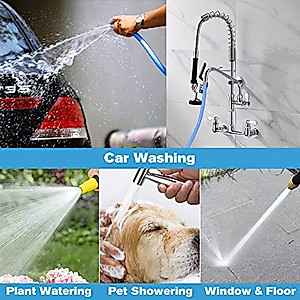 APPASO Commercial Sink Faucet with Pre-Rinse Sprayer, 8 Inch Center Wall Mount Kitchen Faucet 24” Height Compartment Sink Faucet with 12” Swivel Spout for Restaurant Industrial, Polished Chrome Finish