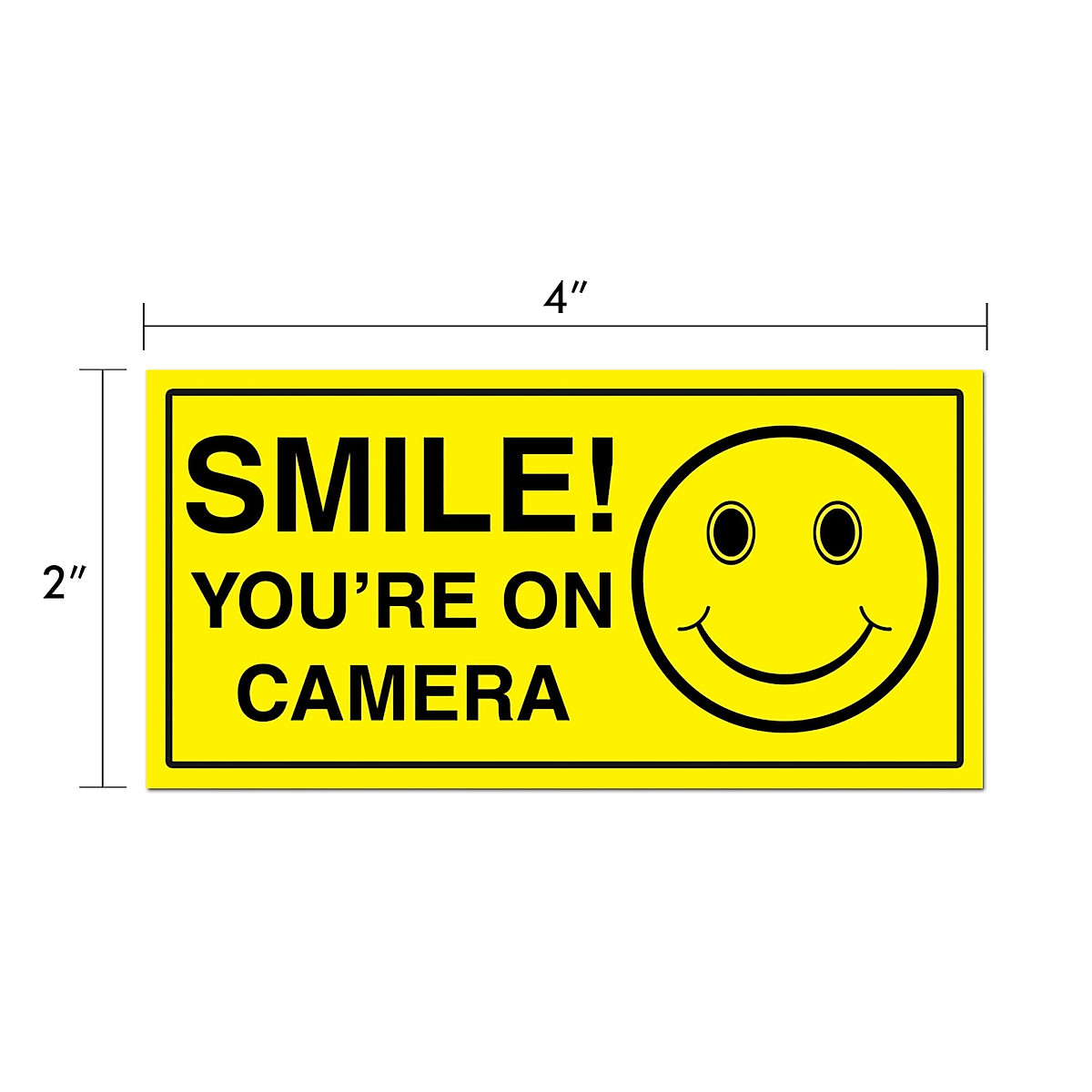 (Set of 6) Smile You're On Camera Sign - 2" x 4" - 4 Mil Vinyl - Laminated for Ultimate Protection & Durability - Self Adhesive Decal - UV Protected & Weatherproof - Heavy Duty