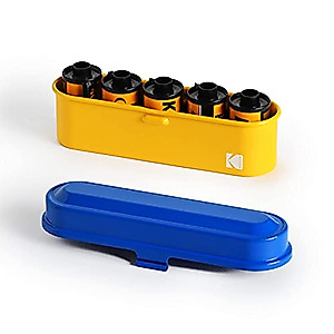 KODAK Film Case - for 5 Rolls of 35mm Films - Compact, Retro Steel Case to Sort and Safeguard Film Rolls (Blue) (Film is not Included)