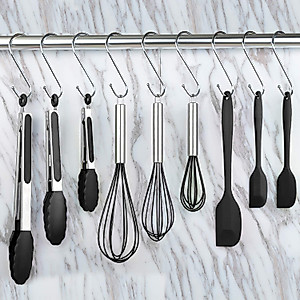 Hot Target Silicone Spatula Set of 9 | 3 Heavy Duty Silicone Tongs, 3 Silicone Whisk, 3 Rubber Spatulas | Heat-Resistant Utensil Set | Kitchen Set Tools | Silicone Cooking Utensils Set - Matte Black