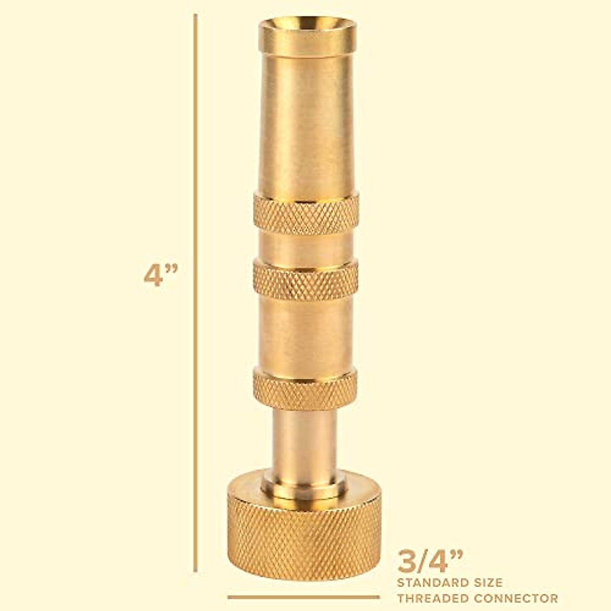 INNAV8 Solid Brass Hose Nozzle Heavy Duty - HIGH Pressure Hose Nozzle for Garden Hose - Easy Twist Water Hose Nozzle Sprayer - Brass Nozzle Sprayer for Car Wash - Brass Hose Spray Nozzle for Hose