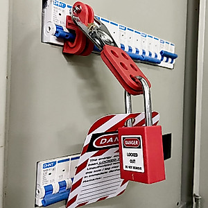 Lockout Tagout Kit Electrical Loto - Group Lockout Hasps, Lockout Tags, Safety Padlocks with Number, Nylon Ties with Pocket Bag(Red Kit)