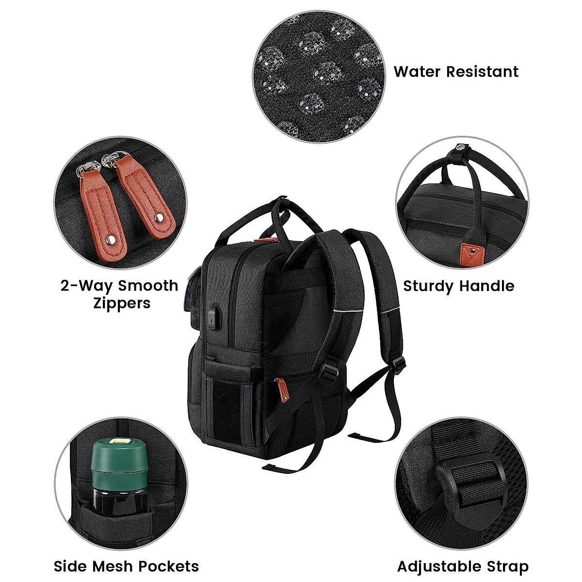 Men's Laptop Backpack, 15.6 Inch Work Backpack for Men & Women, Men's Backpack Purse with USB Charging Port, Teacher Doctor Backpack for Work, Water Resistant College Students Bookbags.