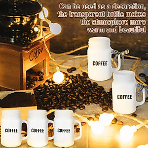 Dandat 6 Set of Matte White Mason Jar Coffee Cups 16 oz Farmhouse Mason Jar Mugs with Handles Coffee Drinking Glasses with Ribbon for Cold Coffee Beverages Cocktails Sodas Juice Decoration Storage