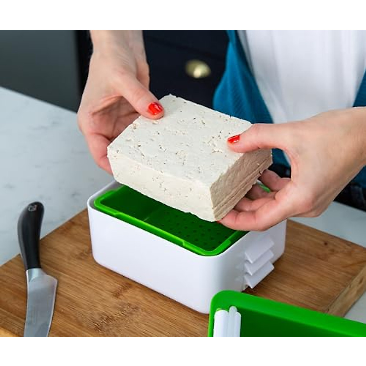 Tofuture Tofu Press - The Orginal and Best Tofu Press. Easily And Quickly Remove Water from Tofu to Improve the Flavor and give Perfect Texture Everytime, 6x5x3 inches