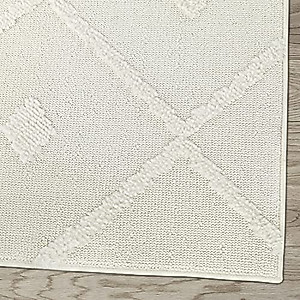 Antep Rugs Palafito 5x7 Geometric Shag Diamond High-Low Pile Textured Indoor Area Rug (White, 5'3" x 7'6")
