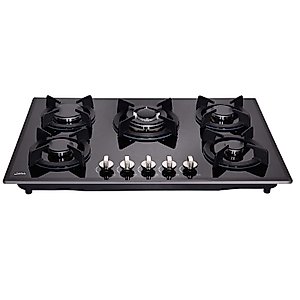 30 Cooktop gas, 5 Burners gas stovetop 30 inch,Gas Stove Gas Hob Stovetop Tempered Glass Cooktop Cast Iron Grates Built-in Gas Stove Top LW5G01 LPG/NG Gas Cooktop Black