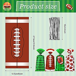 Jetec 100 Pcs Football Cellophane Bags Football Gift Treat Bag Goodie Candy Bags with Ties Football Birthday Party Decorations Supplies for Football Theme Baby Shower Party Serves (Stylish Style)