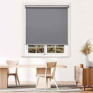 MYshade Blackout Roller Shades for Windows, Cordless Roller Window Shades, Roll Up Window Blinds with Thermal Insulated, UV Protection, Easy to Install for Home and Office, 30" X 72"(Grey)