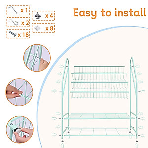 Luwesde Kids Bookshelf Toy Storage, Bookcase Shelf for Children Room, 5-Tier Large Metal Cabinets Shelves Display, Freestanding Books Store Library, Bed Living Room Bins Organizer (Large, Green)