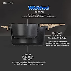 Nonstick Cookware Set Non Toxic 100% PFOA Free Compatible Induction Pots and Pans Sets with Glass Lids (Pack-Kc-10, Black)