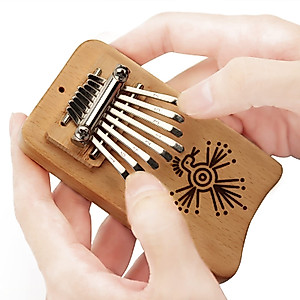 REGIS Kalimba 8 Key exquisite Finger Thumb Piano Marimba Musical good accessory Pendant Gif (Wood color)