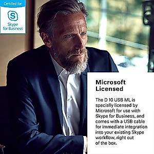 Sennheiser D 10 USB ML - US (506418) Single-Sided Wireless DECT Headset, with Direct Softphone Connection, Noise Cancelling Microphone, and is Skype for Business Certified (Black)