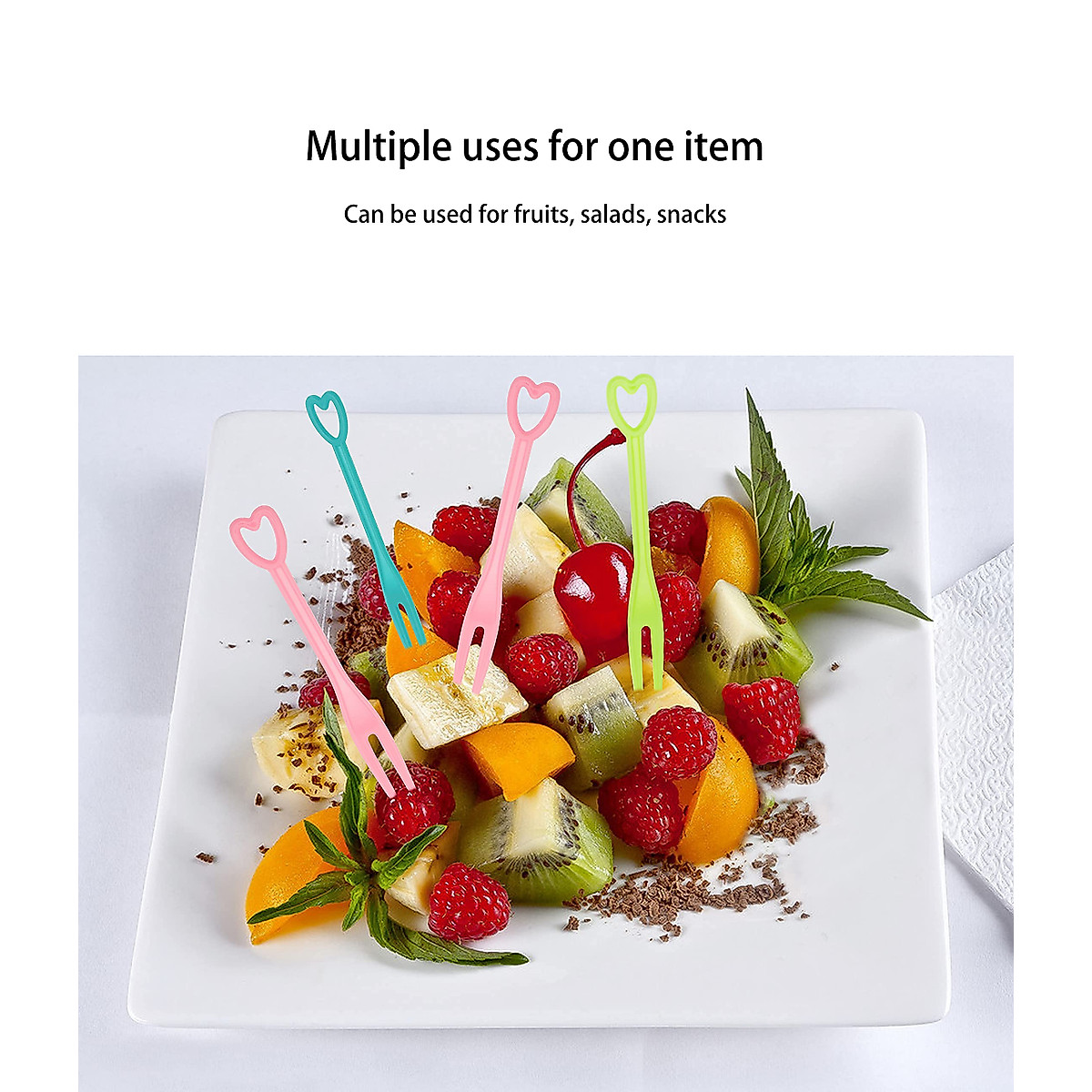 Disposable plastic fruit fork (500pcs) kids fruit fork mini dessert fork Cake fork Food fork Plate fork Birthday, party supplies