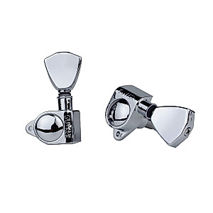 Guyker Guitar Machine Heads (3L + 3R Handed) – 1:21 Sealed Tuners Tuning Key Pegs with Trapezium Button Replacement for Electric, Folk or Acoustic Guitars – Chrome, GK104