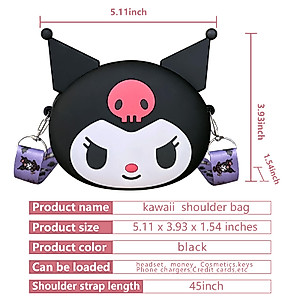 CZZLYJ Kawaii Bag, Cute Cartoon Shoulder Bag with Zipper, Anime Wallet Purse with Lanyard, Novetly Accessories for Grils Birthday Gifts