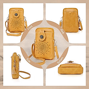 APHISON Mini Cell Phone Purse, PU Leather Small Crossbody Bags for Women, Lightweight Cute Purses with Tassel