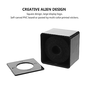 Lurrose Custom Signs Square Cube Shaped Microphone Flag Station Interview KTV Mic Portable Microphone Logo Flag Station (Black) Desktop Mic Stand